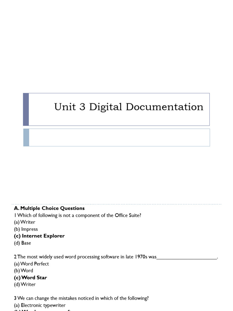 Digital Documentation Unit 3 Overview | PDF | Microsoft Word | Menu ...