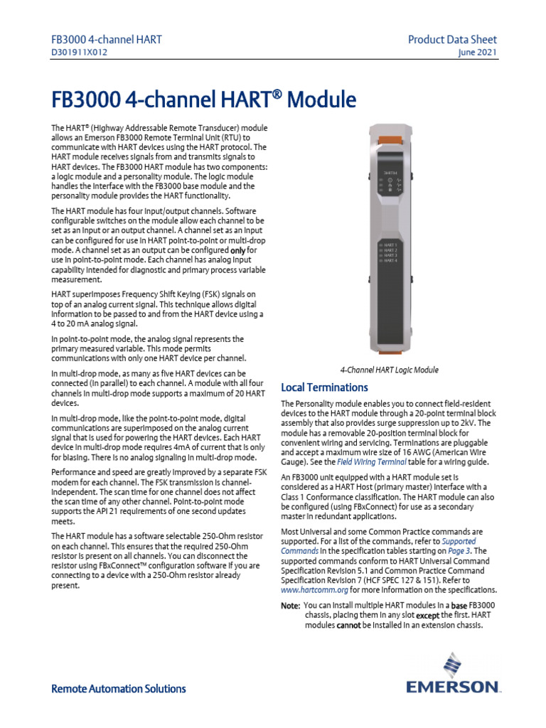 fb3000 4 Channel Hart Module Product Data Sheet en 7728968 | PDF ...