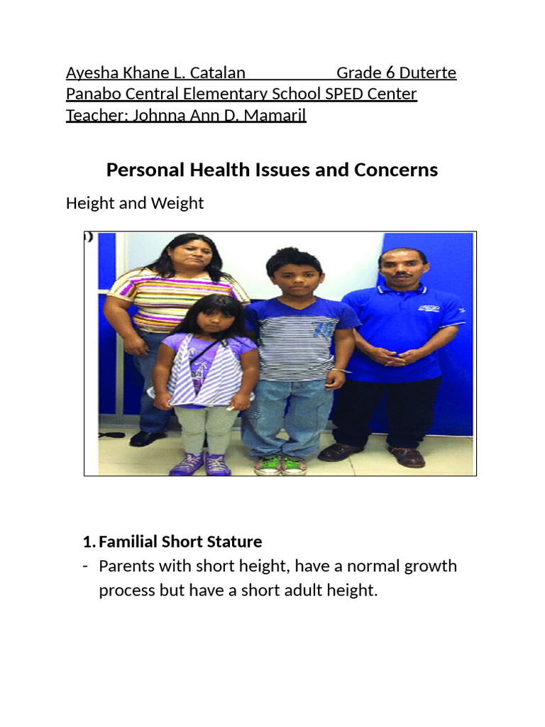 Grade 6 Personal Health Concerns | PDF | Body Mass Index | Obesity