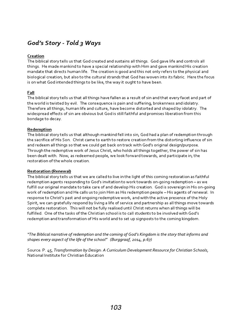 Creation Fall Redemption Restoration | PDF | Salvation | God