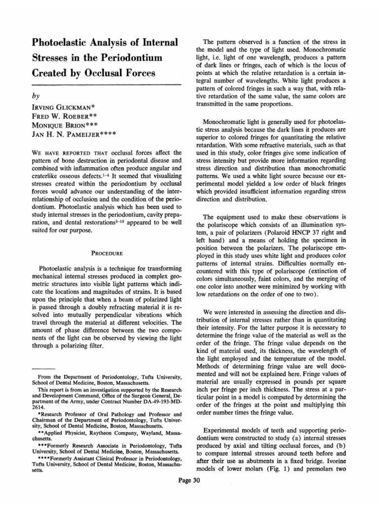 gjessing1985 photoelastic | PDF | Dentistry Branches