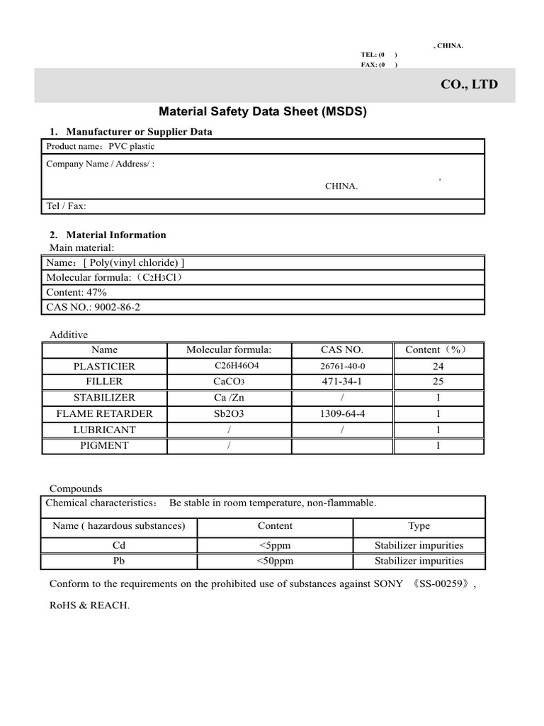 PVC MSDS | PDF | Polyvinyl Chloride | Materials