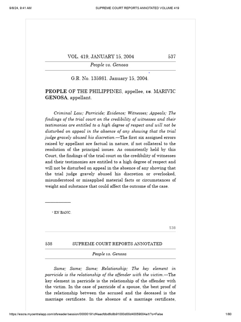 8 People Vs Genosa | PDF | Domestic Violence | Self Defense