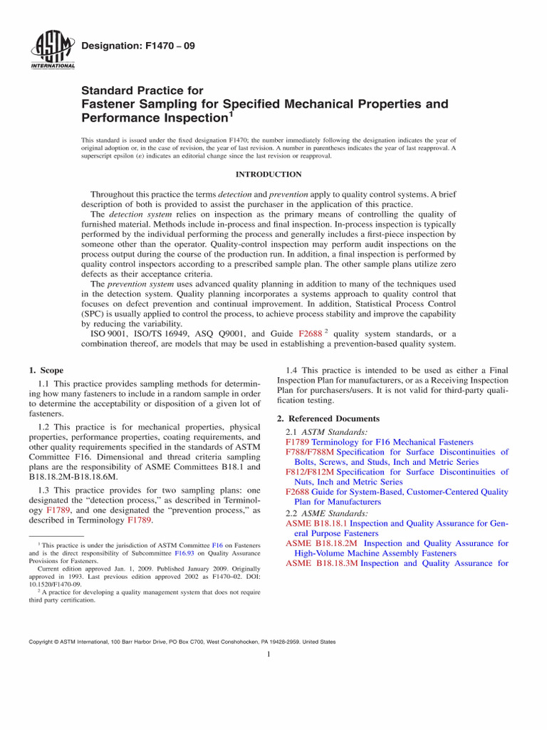 Astm-F1470 - 09 Sampling Plan Standard | PDF