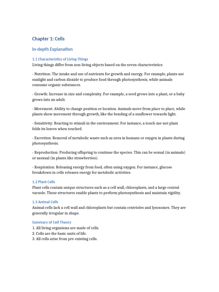 Chapter 1 Cells Document | PDF