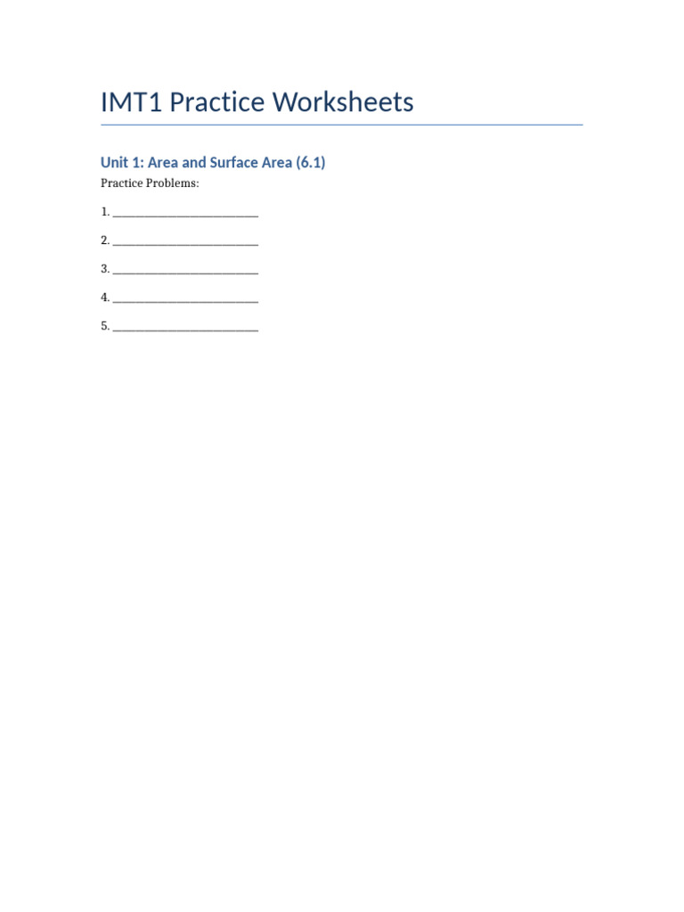 IMT1 IMT2 Practice Worksheets | PDF | Percentage | Numbers