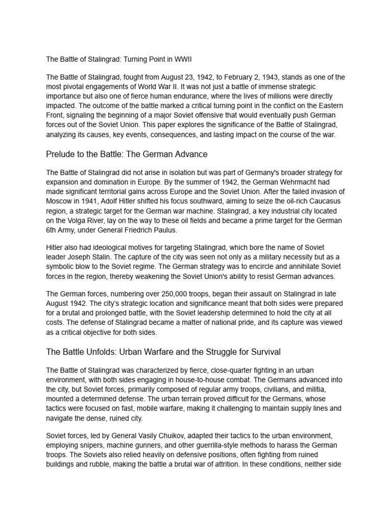 The Battle of Stalingrad_ Turning Point in WWII | PDF | Battle Of ...