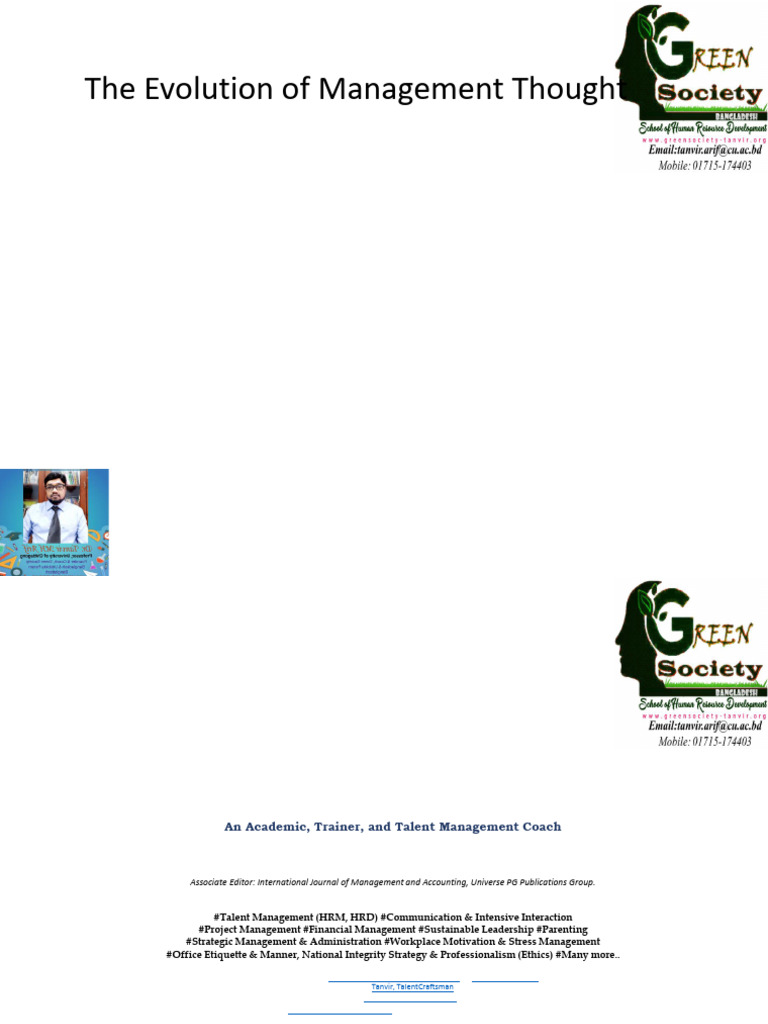 The Evolution of Managment Thoughts | PDF | System | Bureaucracy