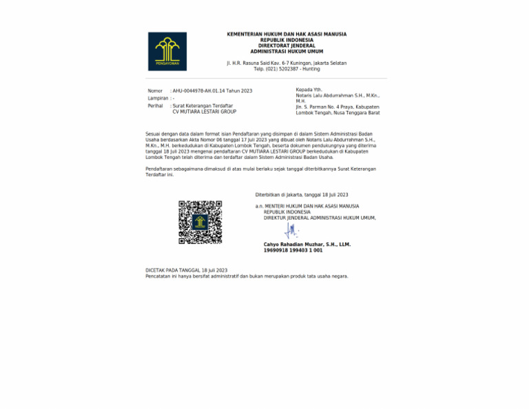 AHU CV. MUTIARA LESTARI GROUP | PDF