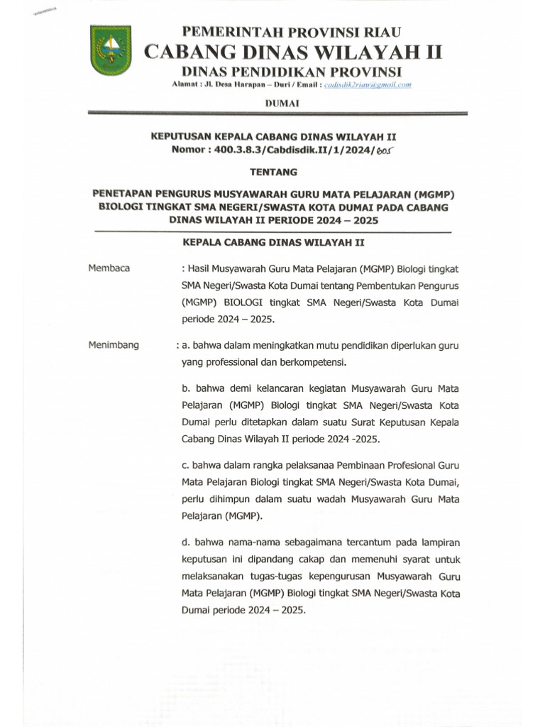 SK MGMP Biologi Dumai Ok | PDF