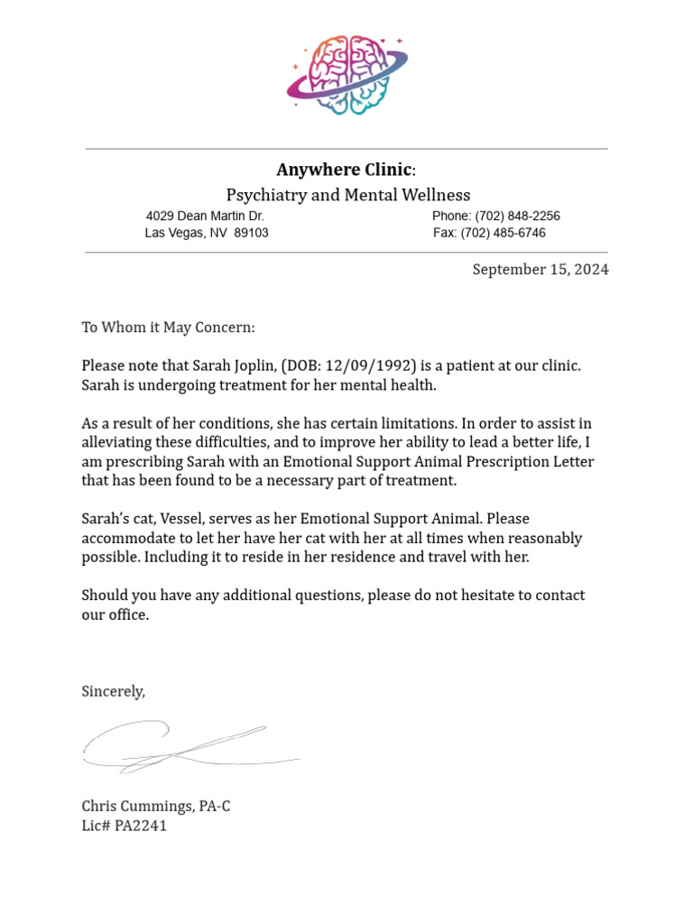 Emotional Support Animal Approval | PDF