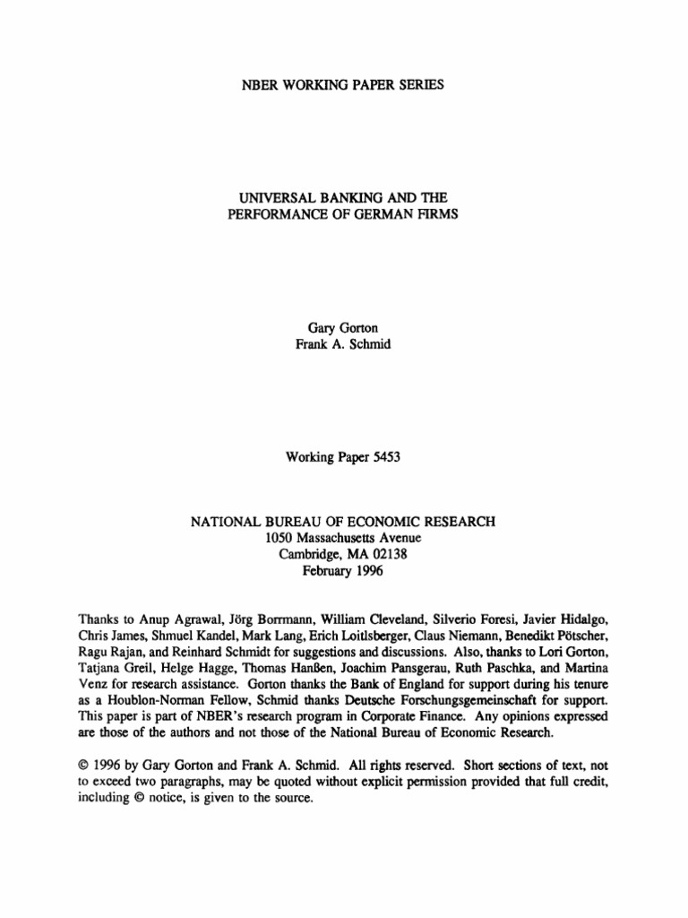 Gorton and Schmid (2000) Working paper | PDF