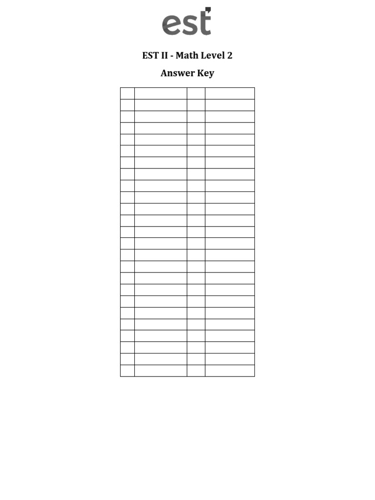 EST 2 Math Level 2 Answer Key Jan 2024 Round | PDF