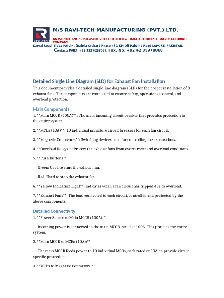 SLD Exhaust Fan Installation With Diagram | PDF | Relay | Electronics