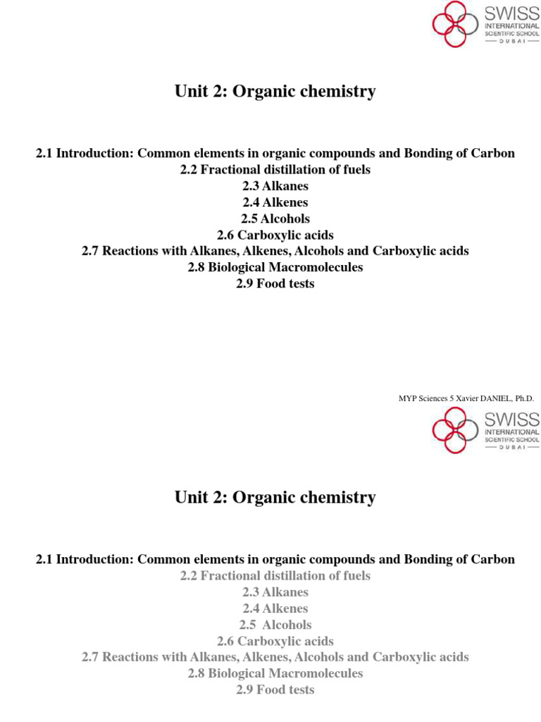 MYP5 2 Organic Chemistry 2 1 Introductio | PDF | Chemical Bond ...
