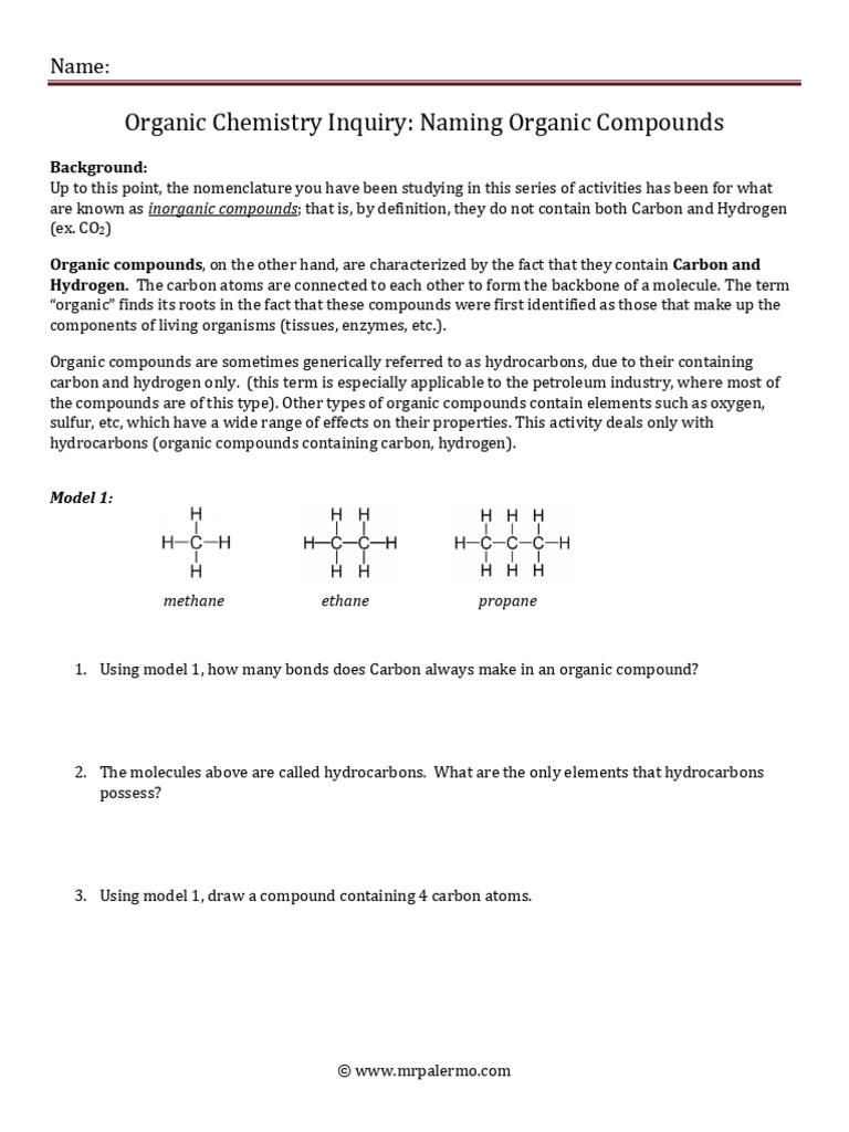 Organic Chem Inquiry Naming | PDF | Alkene | Hydrocarbons