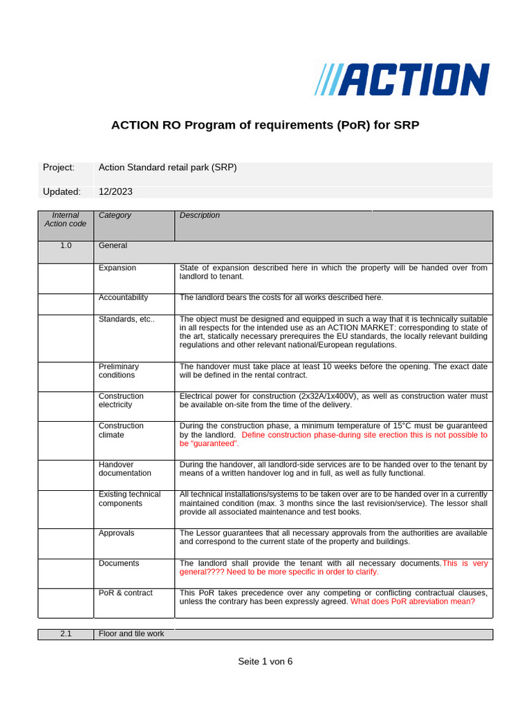 SC PoR SRP Action 2 0 ENG CC | PDF | Door | Lease