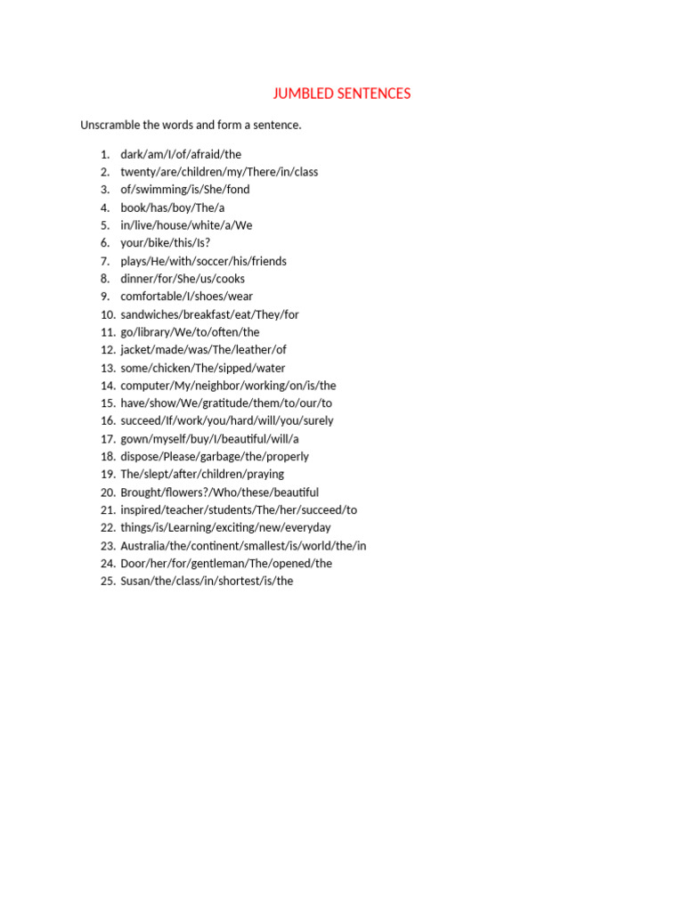 JUMBLED-SENTENCES | PDF