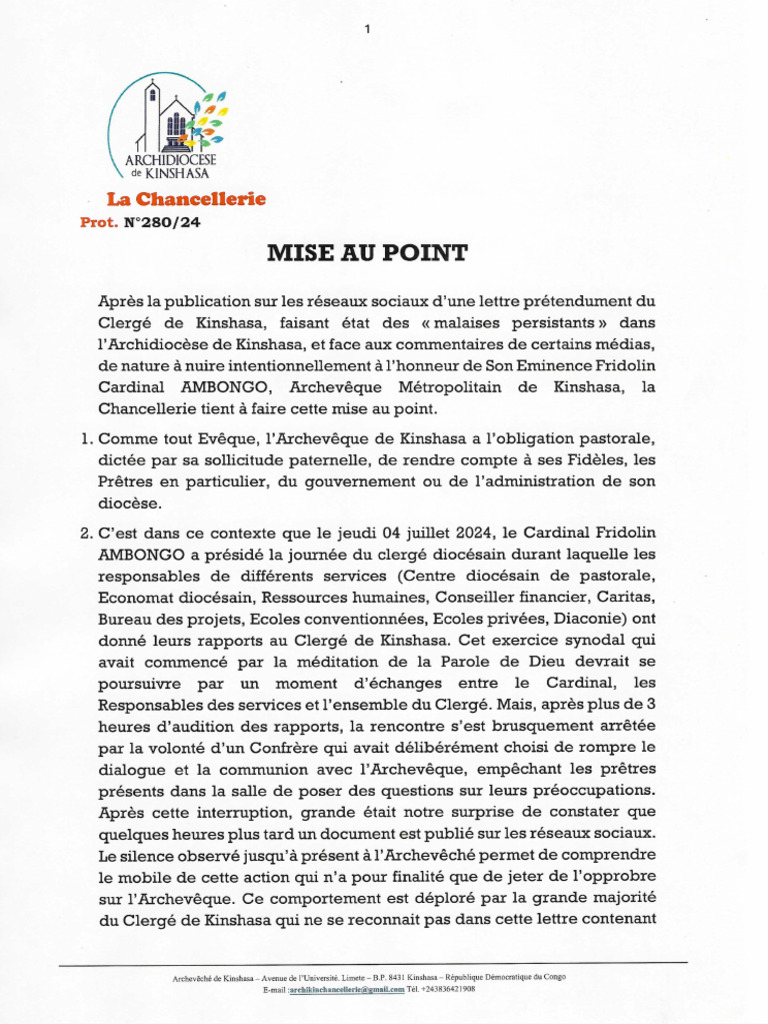 Chancellerie Mise Au Point 10 Juillet | PDF