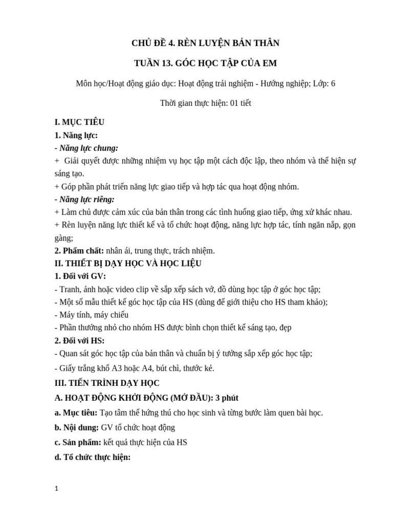 Bài thi GVCN - Hoạt động trải nghiệm 6 | PDF