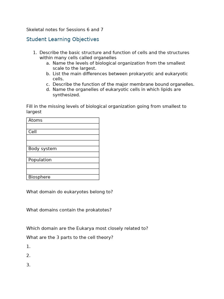 Skeletal Notes and Learning Objectives For Sessions 6 and 7 | PDF