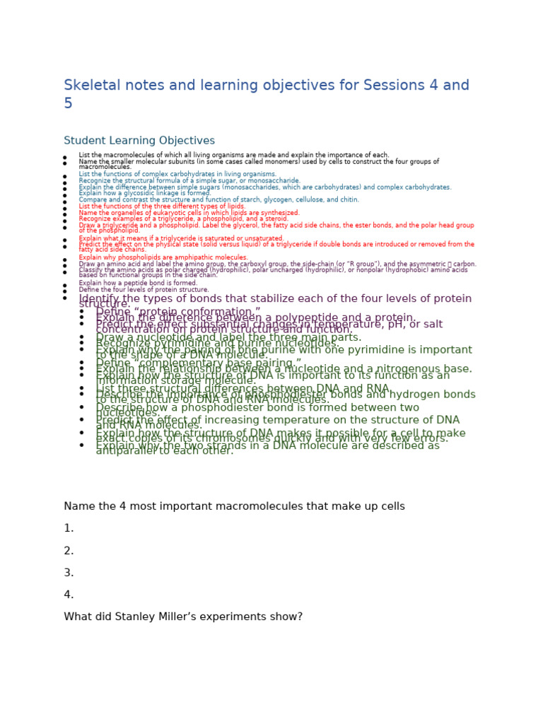 Skeletal Notes and Learning Objectives For Session 04 and 05 | PDF ...