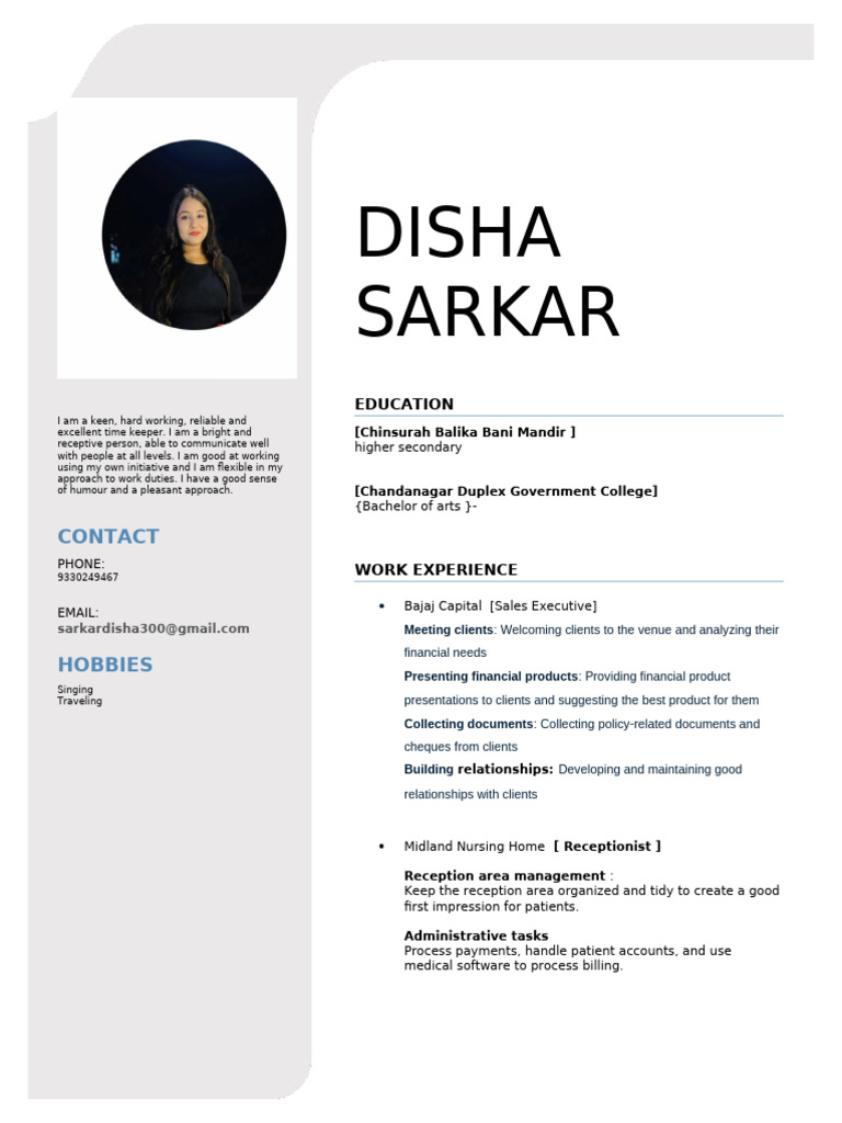 Disha Sarkar CV | PDF