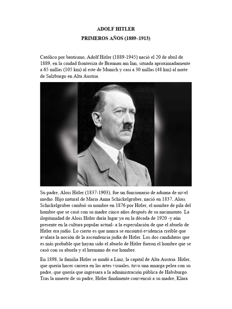 Adolf Hitler - Primeros Inicios | PDF | Adolf Hitler