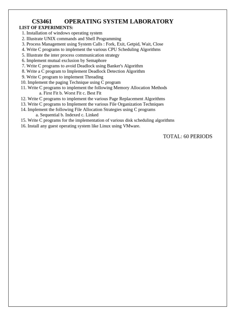 cs3461 Os Lab Manual Master | PDF | Windows 10 | Computer File