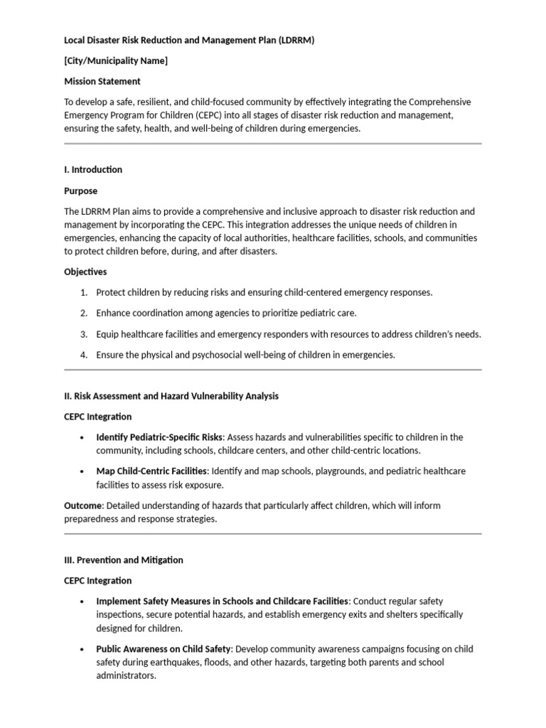 LDRRM Plan Sample With Cepc | PDF | Emergency Management | Disaster ...