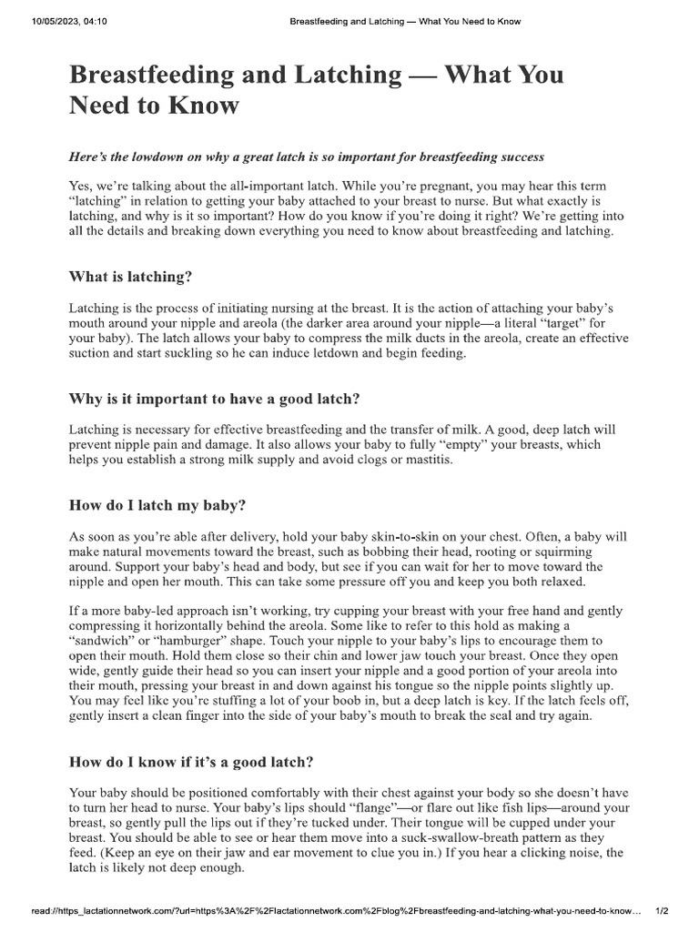 Breastfeeding and Latching - What You Need To Know | PDF