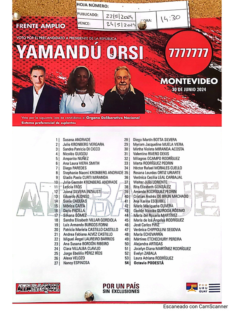 Hoja 7777777, ODN, Frente Amplio, Mdeo | PDF