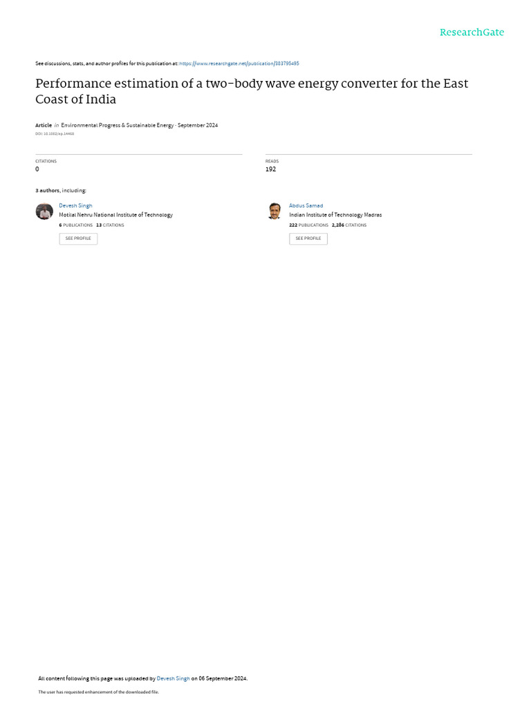 Wave Energy Converter Analysis India | PDF | Waves | Resonance