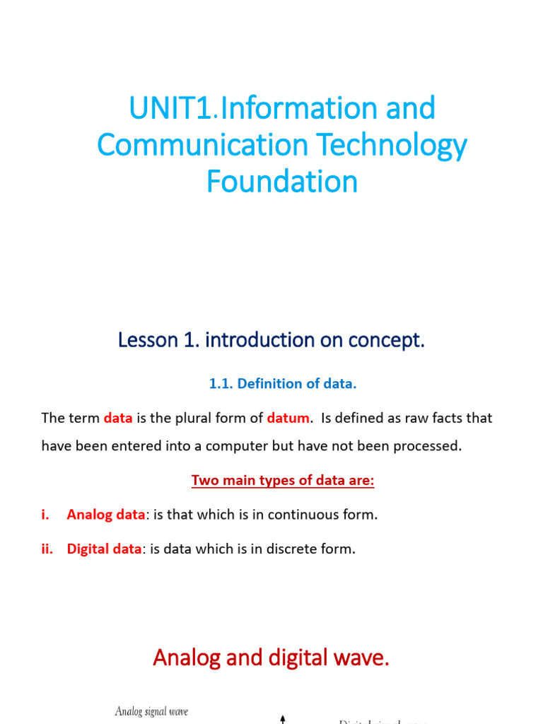 S1 ICT Notes: Data and Communication Basics | PDF | Computer Data ...