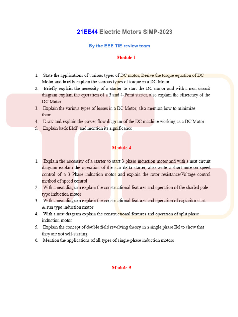 EM 2022 Scheme Simp 2023 | PDF | Electric Motor | Electromagnetic Induction
