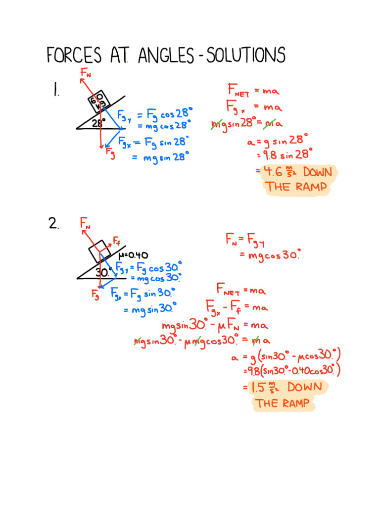 Forces at Angles Solutions | PDF