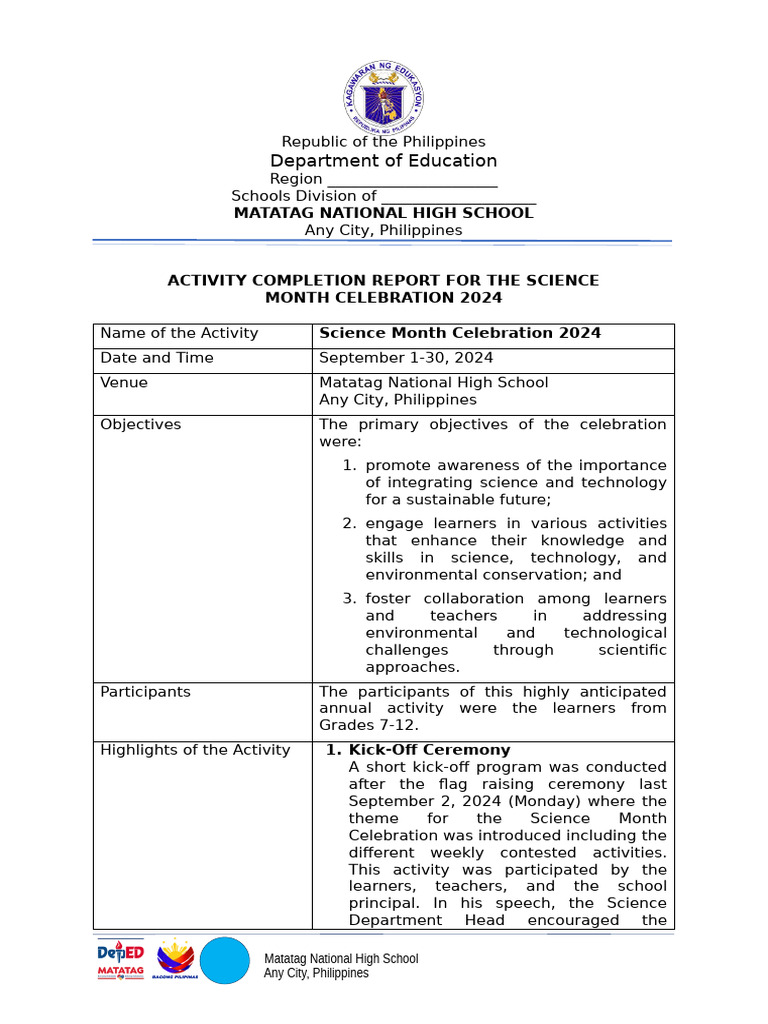 Activity Completion Report | PDF | Science | Learning