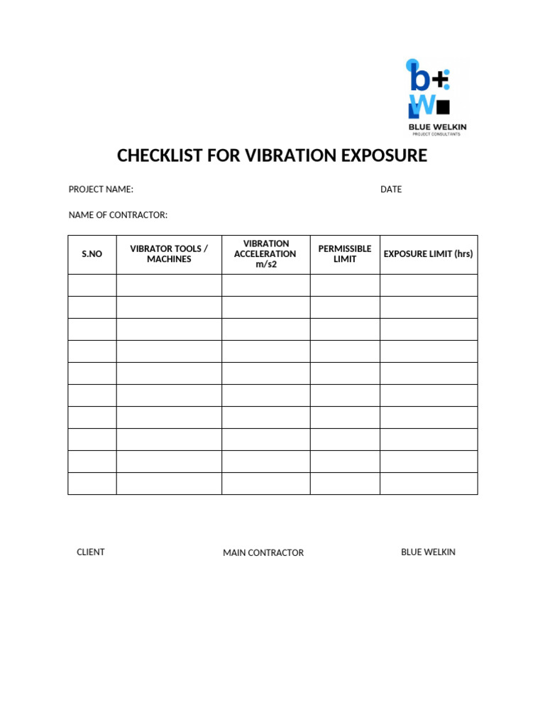 35.checklist For Vibration Exposure | PDF