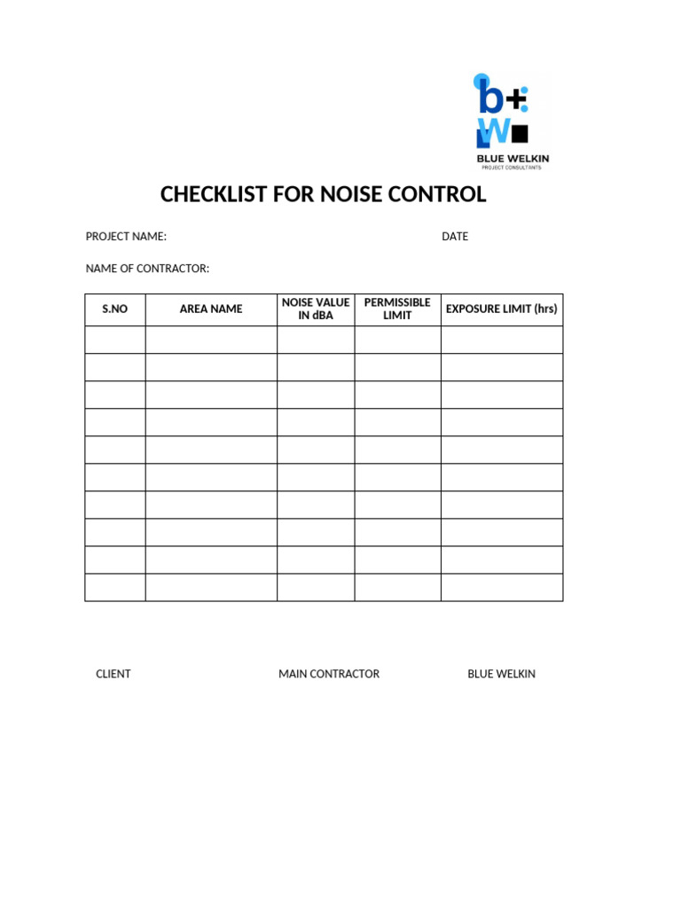 34.checklist For Noise Control | PDF
