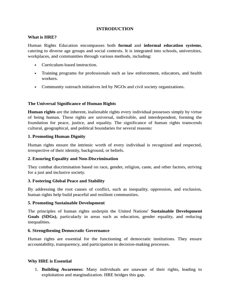 Project On Human Rights Eduction | PDF | Human Rights | Social Exclusion