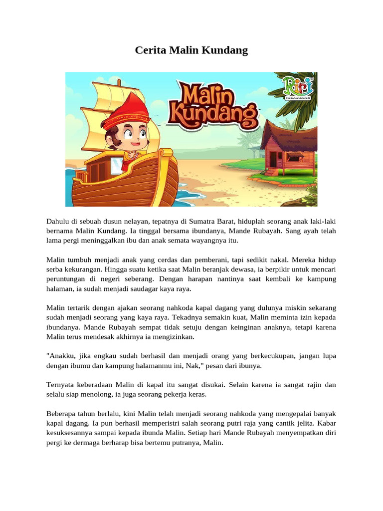 Cerita Malin Kundang | PDF