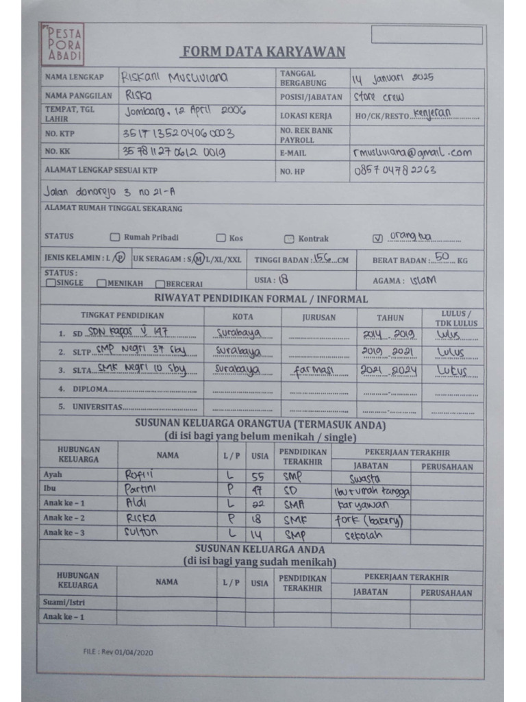 Riskani Musliviana-Crew Store-Kenjeran 2 | PDF