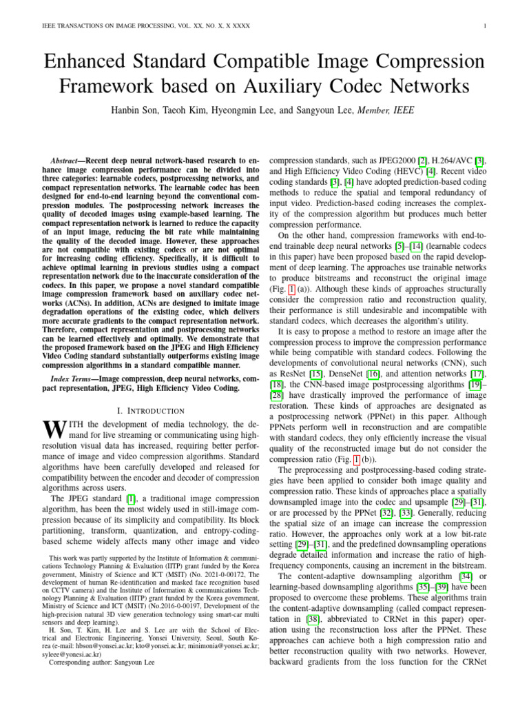 Enhanced Standard Compatible Image Compression | PDF | Data Compression | Artificial Neural Network