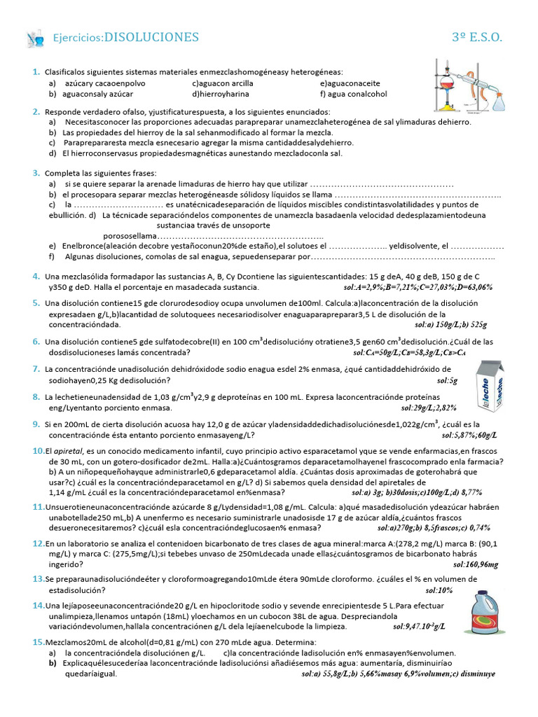 1-Disoluciones Con Resultados | PDF | Concentración | Mezcla
