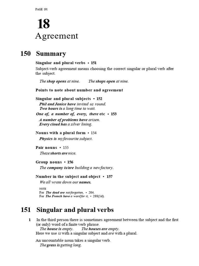 Subject-Verb Agreement Explained | PDF | Verb | Plural