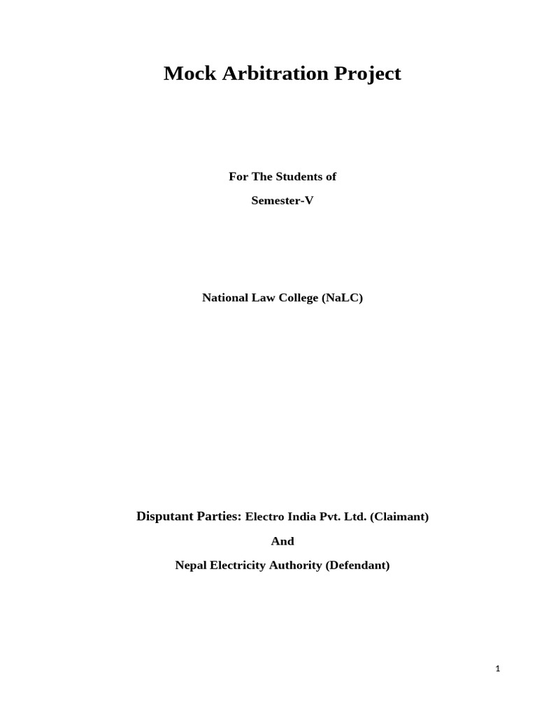 Mock Arbitration Project - 2024 | PDF | Arbitration | Interest