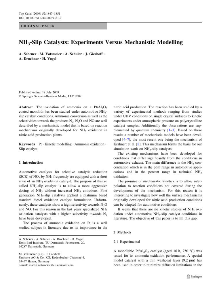 NH3 Oxn PT Al2O3 Kinetics | PDF | Ammonia | Adsorption