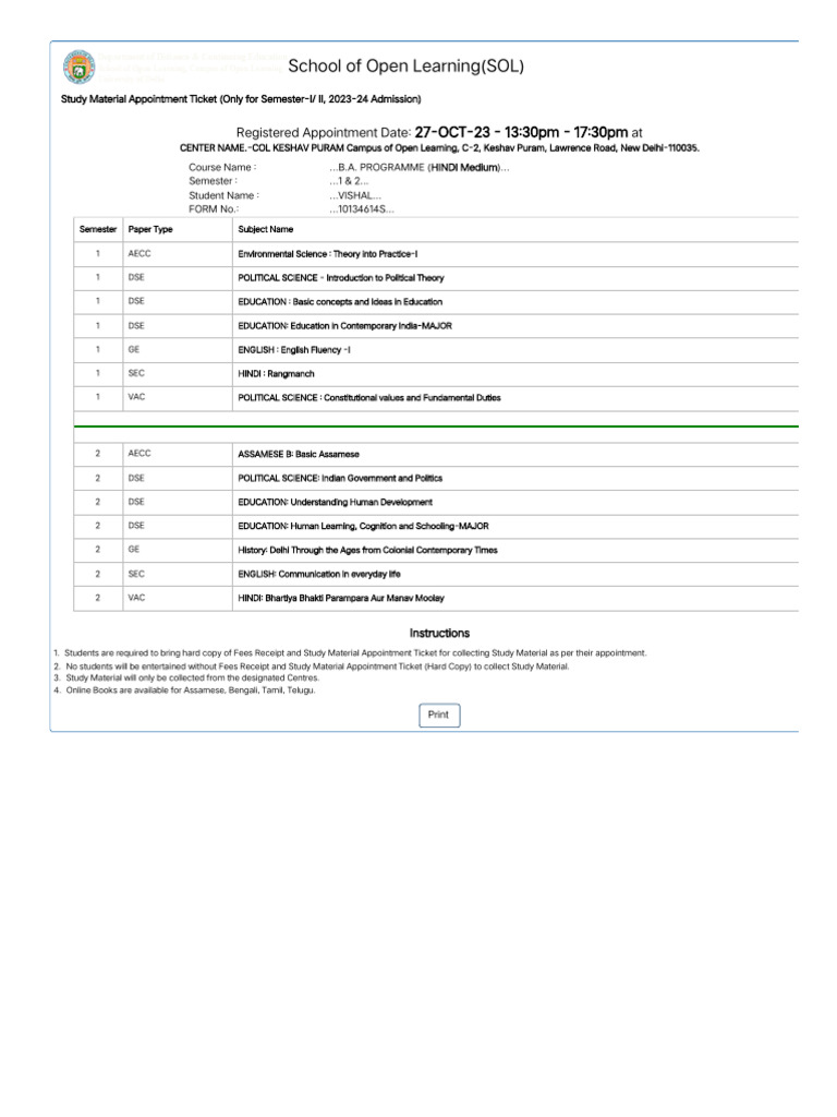 SOL Study Material Appointment | PDF