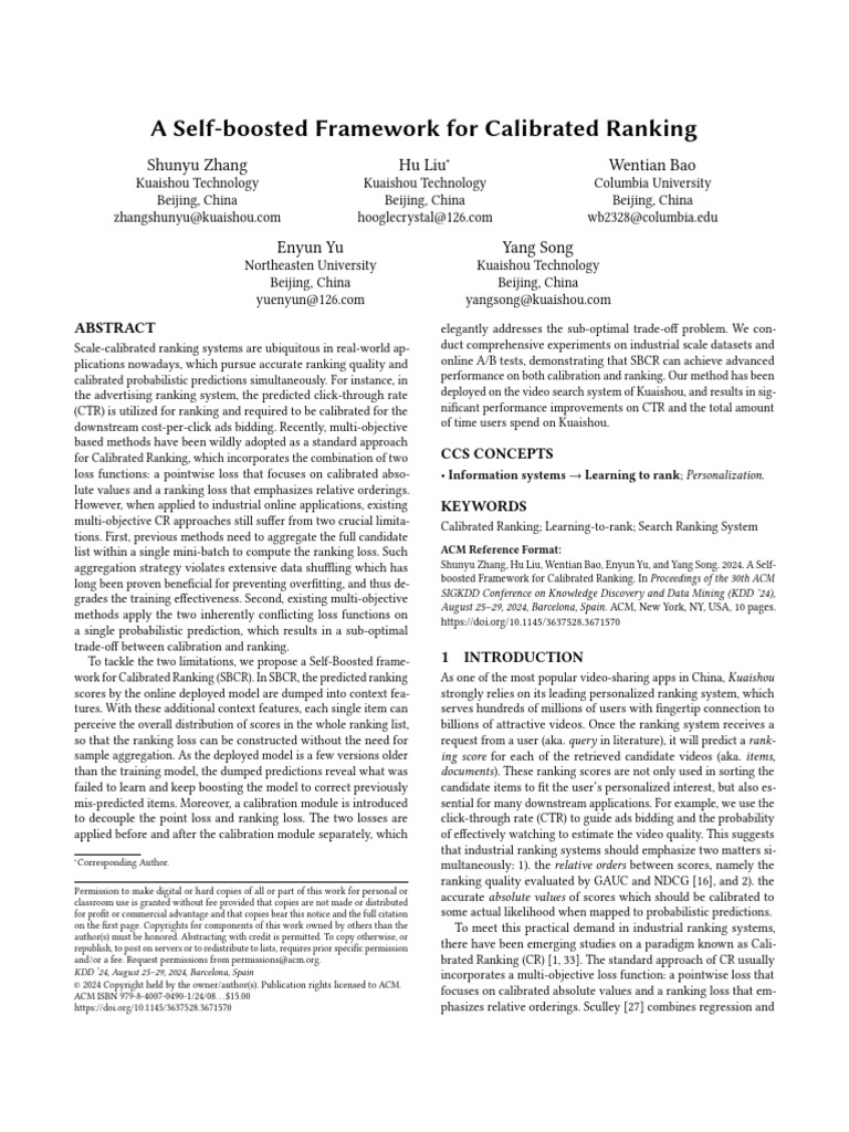 A Self-Boosted Framework For Calibrated Ranking | PDF | Applied Mathematics