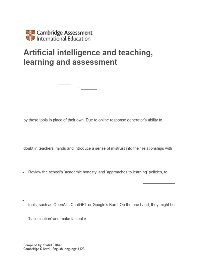 Artificial Intelligence and Teaching | PDF | Plagiarism | Artificial ...